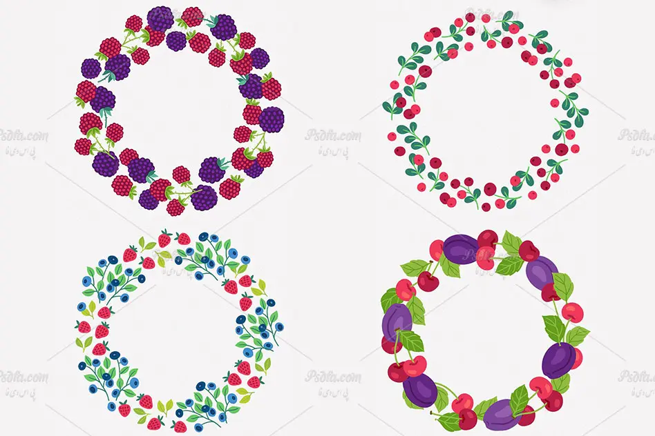 وکتور عناصر طراحی قاب و حاشیه و پترن انواع میوه جات |🔥کد فایل 10882