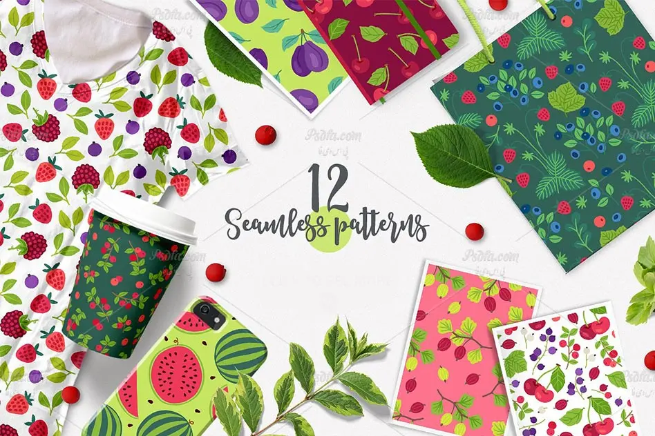 وکتور عناصر طراحی قاب و حاشیه و پترن انواع میوه جات |🔥کد فایل 10882